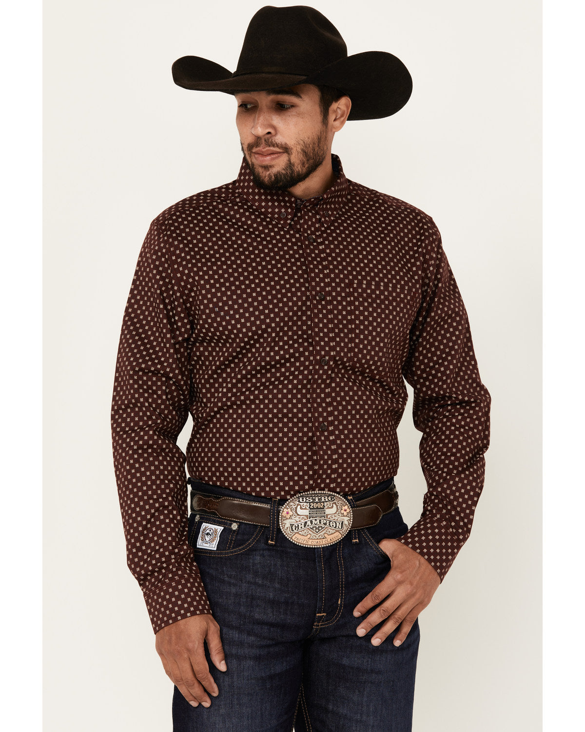 Cody James Men's Big Deal Geo Print Long Sleeve Button-Down Stretch We