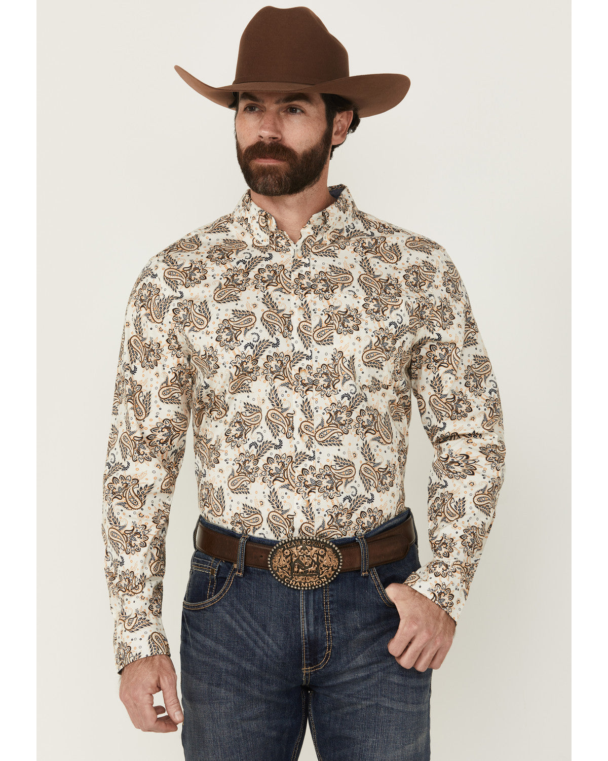 Cody James Men's Kendall Paisley Print Long Sleeve Button-Down Stretch