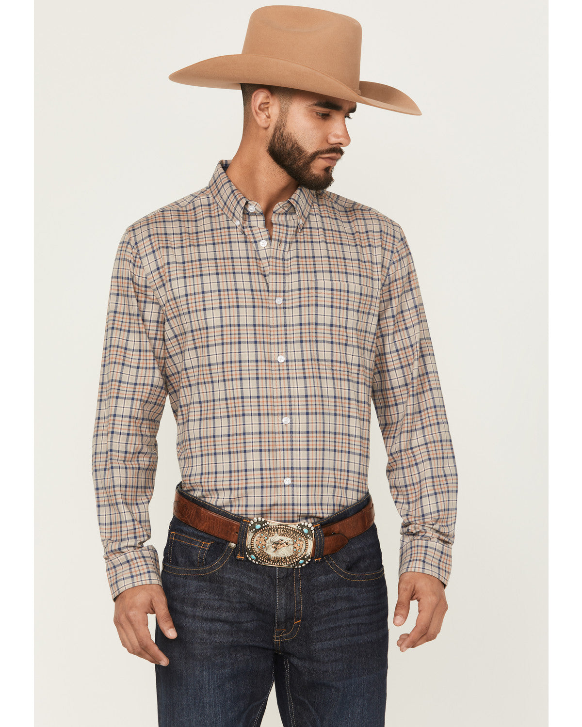 Cody James Men's Let's Mosey Plaid Print Long Sleeve Button-Down Stret