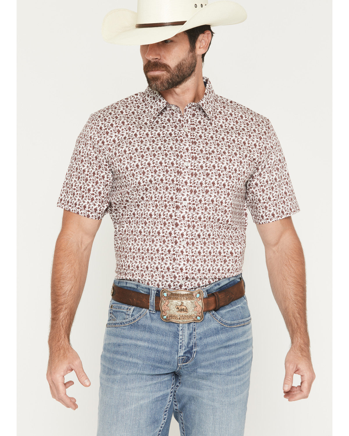 Cody James Men's Neon Moon Floral Print Short Sleeve Button-Down Stret