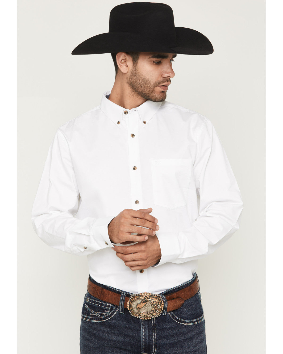 Cody James Men's Basic Solid Long Sleeve Button-Down Stretch Western S